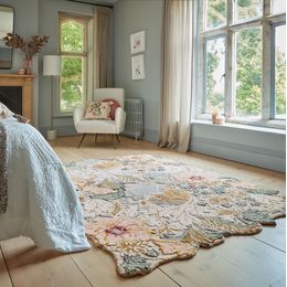 Wollteppich FLAIR RUGS, B:120cm H:10mm L:170cm, pink, Wolle, Wohnzimmer, Teppiche, "Daphne Floral, 100% Wolle", organischen Blumenmotive, Wohnzimmer,
