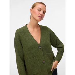 Véro Moda VERO MODA Damen Strickjacke "VMBOOM LS V-NECK BUTTON CARDIGAN GA NOOS"cypress detail:melange, Gr. XS, meliert, Strick, Obermaterial: 85% Polyester,
