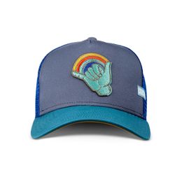 COASTAL Damen Trucker Cap "Coastal HFT LGBTQ Shakka"grau, petrol, bedruckt, 60% Baumwolle, 40% Polyester, Caps