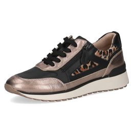Caprice Damen Keilsneaker, Gr. 39, schwarz, Leder, animal-print, metallic, Schuhe, Freizeitschuh, Halbschuh, Schnürer, praktischer Außenreißverschluss