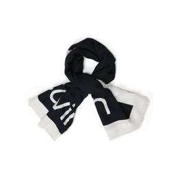 Modeschal Calvin Klein "BOLD LOGO CONTRAST SCARF", Damen, schwarz, Web, Kunstfaser, kontrastfarbene Details, unifarben, Modetücher, mit Markenlogoprint