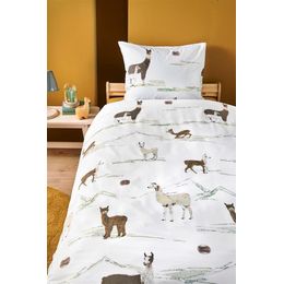 Kinderbettw&auml;sche "Lama Mountain", beige (natur), B/L: 135cm x 200cm, 1 Stk., 1 Stk., Renforc&eacute;, B/L: 80cm x 80cm, Renforc&eacute;, Obermaterial: 100% Baumwolle, BEDDINGHOUSE X HANNEKE DE JAGER, Bettw&auml;sche