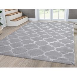 Teppich the carpet "Knight", grau, B:140cm H:12mm L:200cm, Polyester, Teppiche, Teppich, moderner Wohnzimmer Teppich elegant gl&auml;nzender Flor