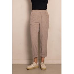 Cordhose Zhrill "ZHPIA", Damen, Gr. L, N-Gr, taupe, Web, Obermaterial: 100% Polyester, unifarben, bequem kn&ouml;chellang, Hosen Cordhose, mit aufgesticktem Logo-Detail auf der linken Seite, bequeme Passform