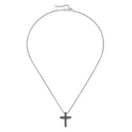 Kette mit Anhänger "mit Anhänger Kreuz, schwarze Spinelle, Silber 925", schwarz, Giorgio Martello MILANO, Halsketten, Damen, 45cm, Silber 925 (Sterlingsilber)