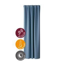 Vorhang HOMING "Galdin" Gr. 1, blau (bleu), B:140cm H:245cm, Polyester, Gardinen, Verdunklungsvorhang, blickdicht, Thermo, Energiesparend