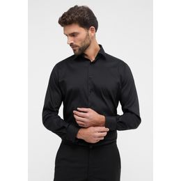 Langarmhemd Eterna "MODERN FIT", Herren, Gr. 38, Normalgr&ouml;&szlig;en, schwarz, Twill, 4% Elasthan, 26% Polyamid, 70% Lyocell, tailliert, Manschette, Hemden, EASY IRON (b&uuml;gelleicht)