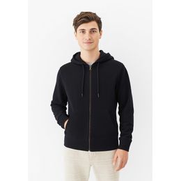 Jack & Jones Kapuzensweatjacke JACK & JONES "JJECHARGE Hoodie mit Rippbündchen und praktischen Taschen", Herren, Gr. XS, schwarz, angeraute Sweatware, Obermaterial: 80% Baumwolle, 20% Polyester, unifarben, loose fit taillenbedeckt, ohne Ausschnitt, Rippbündchen, Sweatjacken, unifarben, modisch, loose fit, Baumwollmischung, Kapuze
