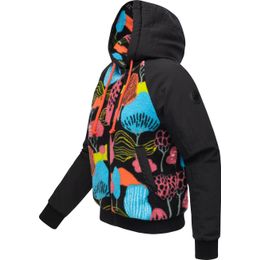 Ragwear Damen Pl&uuml;schjacke "Talianita Print YOUMODO", bunt, Gr. M, Material: 100% Polyester, Jacken, Leicht gef&uuml;tterte Teddyjacke mit Kapuze
