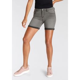Jeansshorts Arizona "Ultra-Stretch", Damen, Gr. 38, N-Gr, grau (grau used), Jeans, Obermaterial: 74% Baumwolle, 24% Polyester, 2% Elasthan, Basic, extraeng kurz, Jeans Jeansshorts, extra eng geschnitten, krempelbare Beinabschl&uuml;sse