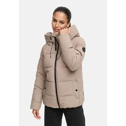 Winterjacke Marikoo "Kuscheltatze", Damen, Gr. L, taupe grau, Obermaterial: 100% Polyester; Futter: 100% Polyester; Wattierung: 100% Polyester; Ärmelfutter: 100% Polyester, Jacken Winterjacke, mit wärmendem Innenfutter und extra hohem Kragen