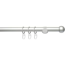 Gardinenstange Liedeco "Fertigstilgarnitur 20 mm Power Kugel" Gr. 4, grau (aluminiumfarben), L:240cm &Oslash;:2mm, Eisen, Gardinenstangen, Gardinenstange Komplett