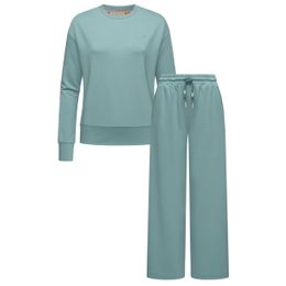 Ragwear Damen Sweater "Set Delje", blau, Basic, Gr. XL, Material: 67% Polyester, 28% Viskose, 5% Elasthan, Sweatshirts, Damen Set aus weiter Hose und