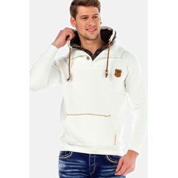 Cipo & Baxx Sweatshirt CIPO & BAXX "Pullover", Herren, Gr. M, beige (ecru), 65% Baumwolle;35% Polyester, unifarben, regular fit normal, Raglanärmel, Sweatshirts Sweatshirt, im coolen Look, C-44200