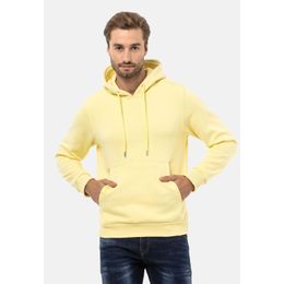 Cipo & Baxx Sweatshirt CIPO & BAXX "Sweatshirts", Herren, Gr. XL, gelb, 70% Baumwolle, 30% Polyester, unifarben, Basic, regular fit normal, Rippb&uuml;ndchen, Sweatshirts Sweatshirt, mit Kapuze, CL557