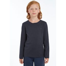 Langarmshirt Tommy Hilfiger "BOYS BASIC CN KNIT L/S", Jungen, Gr. 8/128, blau (marine), Obermaterial: 100% Baumwolle, Rundhals, Shirts