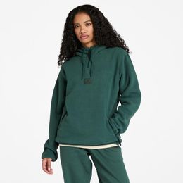 Fleecepullover Timberland "Silicon Badge Polar Fleece Hoodie", Damen, Gr. L, grün (grün gables), Fleece, Obermaterial: 100% Polyester, eingefasste Kante mit verstellbarem Gummizug, Sweatshirts Fleecepullover