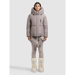 Steppjacke Khujo "PEEKE2 WITH GLOVES", Damen, Gr. L, greige, 100% Polyester, unifarben, eingesetzt elastischer Bund mit Windstopper, Jacken Steppjacke