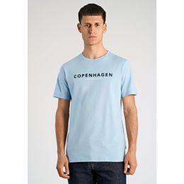 T-Shirt LINDBERGH "LINDBERGH T-shirt", Herren, Gr. L, soft blau, Obermaterial: 100% Baumwolle, lässig geschnitten, Rundhals, Shirts