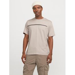 Jack & Jones T-Shirt JACK & JONES "JCOFUSION FULL BRANDING TEE SS CREW NOOS", Damen, Gr. XXL, gelb (moonbeam), Jersey, Obermaterial: 55% Baumwolle, 45% Polyester, unifarben, regular fit hüftbedeckend, Rundhals, Shirts T-Shirt