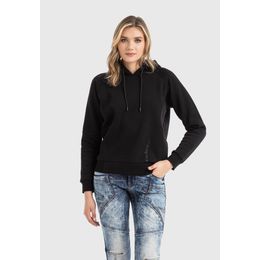 Cipo & Baxx Hoodie CIPO & BAXX "HOODIE SWEATSHIRT", Damen, Gr. L, schwarz, 70% Baumwolle, 30% Polyester, bedruckt, Basic, regular fit normal, Sweatshirts Hoodie, modisch und komfortabel
