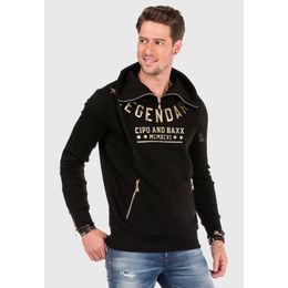 Cipo & Baxx Sweatshirt CIPO & BAXX "Sweatshirt", Herren, Gr. M, schwarz, 70% Baumwolle;30% Polyester, unifarben, regular fit normal, Raglanärmel, Sweatshirts Sweatshirt, mit coolem Print