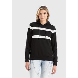Cipo & Baxx Sweatshirt CIPO & BAXX "HOODIE SWEATSHIRT", Damen, Gr. L, schwarz, 80% Baumwolle, 15% Polyester, 5% Elasthan, bedruckt, Basic, regular fit normal, Sweatshirts Sweatshirt, Ein Must-have f&uuml;r deine Garderobe