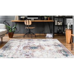 Teppich my home "Rosio" Gr. 3, bunt (braun, multi), B:120cm H:6mm L:180cm, Kunstfaser, Teppiche, Teppich, Vintage Design, Orient-Design, Flachgewebe, Teppich mit Bord&uuml;re