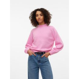 V&eacute;ro Moda VERO MODA Damen Strickpullover "VMLEAF LS HIGH NECK PULLOVER ENT"fuchsia pink detail:with melange, Gr. M, meliert, Strick, Obermaterial: 90%