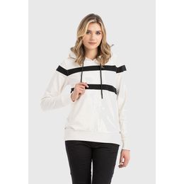 Cipo & Baxx Sweatshirt CIPO & BAXX "HOODIE SWEATSHIRT", Damen, Gr. L, beige (ecru), 80% Baumwolle, 15% Polyester, 5% Elasthan, bedruckt, Basic, regular fit normal, Sweatshirts Sweatshirt, Ein Must-have f&uuml;r deine Garderobe