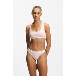 Bralette HUGO UNDERWEAR, Damen, Gr. L, N-Gr, rosa, Jersey, Obermaterial: 93% Baumwolle, 7% Elasthan, unifarben, Basic, k&ouml;rpernah, BHs Bralette, Ringerr&uuml;cken, Unterbrustband mit Logoschriftzug