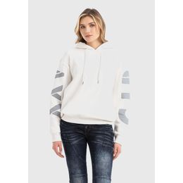 Cipo & Baxx Sweatshirt CIPO & BAXX "HOODIE SWEATSHIRT", Damen, Gr. L, beige (ecru), 70% Baumwolle, 30% Polyester, bedruckt, Basic, regular fit normal, Sweatshirts Sweatshirt, modisches Design mit hohem Tragekomfort