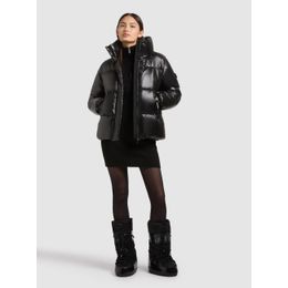 Steppjacke Khujo "NALA", Damen, Gr. S, schwarz, 100% Nylon, unifarben, regular fit h&uuml;ftlang, eingesetzt elastischer Bund mit Windstopper, Jacken Steppjacke