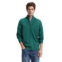 Strickjacke Tom Tailor, Herren, Gr. L, gr&uuml;n (jasper gr&uuml;n melange), Strick, Obermaterial: 100% Baumwolle, meliert, regular fit taillenbedeckt, ohne Ausschnitt, Rippb&uuml;ndchen, Strickjacken Strickjacke, mit Logo Stickerei