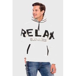 Cipo & Baxx Sweatshirt CIPO & BAXX "Sweatshirts", Herren, Gr. M, beige (ecru), 70% Baumwolle;30% Polyester, unifarben, regular fit normal, Raglanärmel, Sweatshirts Sweatshirt, mit hohem Kragen