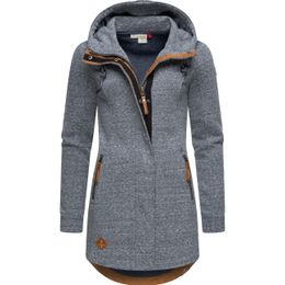 Ragwear Damen Langjacke "Letty Intl.", blau, Gr. XL, Sweatware, 70% Baumwolle, 30% Polyester, Jacken, Sportliche Kapuzenjacke mit Kunstleder-Elementen