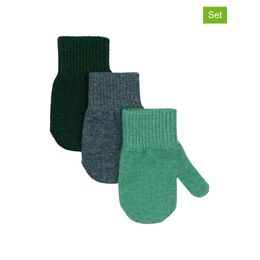 Mikk-line 3er-Set: F&auml;stlinge in G&uuml;rn/ Dunkelblau/ Schwarz - 12% | Gr&ouml;&szlig;e 92-104 | Baby-handschuhe