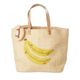 Rice Raffia Tasche Banane mit Ledergriffen skandinavische Deko Online Shop