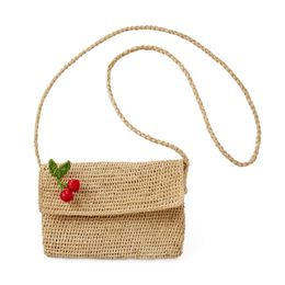 Rice Raffia Umh&auml;ngetasche Kirsche skandinavische Deko Online Shop