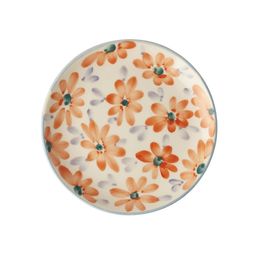 Rice Keramik Kuchenteller mit Handgemalten Blumen Orange skandinavische Deko Online Shop