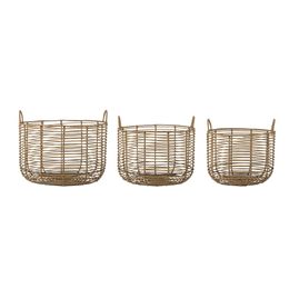 Bloomingville Mekkel Aufbewahrungskorb 3er Set Polyrattan skandinavische Deko Online Shop
