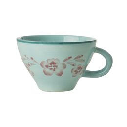Rice Keramik Teetasse Handbemalt Blume Mint skandinavische Deko Online Shop
