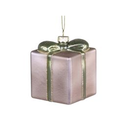 Chic Antique Geschenk mit Glitzer zum Aufh&auml;ngen H8/L6/B6 cm, antique mokka skandinavische Deko Online Shop