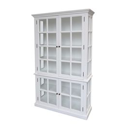 Chic Antique antiker Vitrinenschrank Marseille 4 T&uuml;ren H196/L120/B40 cm, wei&szlig; skandinavische Deko Online Shop