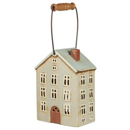 IB Laursen Teelicht H&auml;uschen aus Keramik Nyhavn mit Holzgriff IB Laursen Online Shop