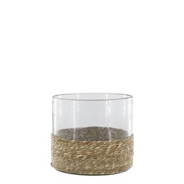 Chic Antique Windlicht mit geflochtenem Boden, Glas H17, &Oslash;19 cm skandinavische Deko Online Shop
