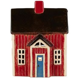IB Laursen Haus f&uuml;r Teelicht Visby rot, blaue T&uuml;r IB Laursen Online Shop
