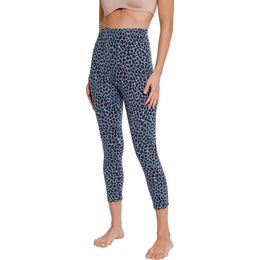 Damen Leggings im Leo-Dessin royalblau-bedruckt, Gr&ouml;&szlig;e 46