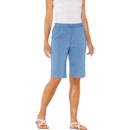 Damen Bermudas im Minimal-Muster mittelblau-wei&szlig;-bedruckt, Gr&ouml;&szlig;e 44