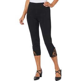 Damen Caprileggings in Baumwoll-Stretch-Qualit&auml;t schwarz, Gr&ouml;&szlig;e 46